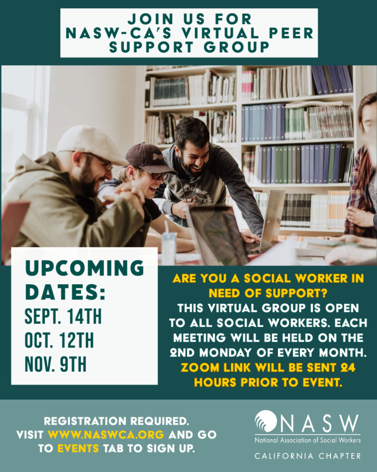 JOIN US For Our Next Monthly Virtual Peer Support Group Meeting on September 14th! · NASWCANEWS.ORG