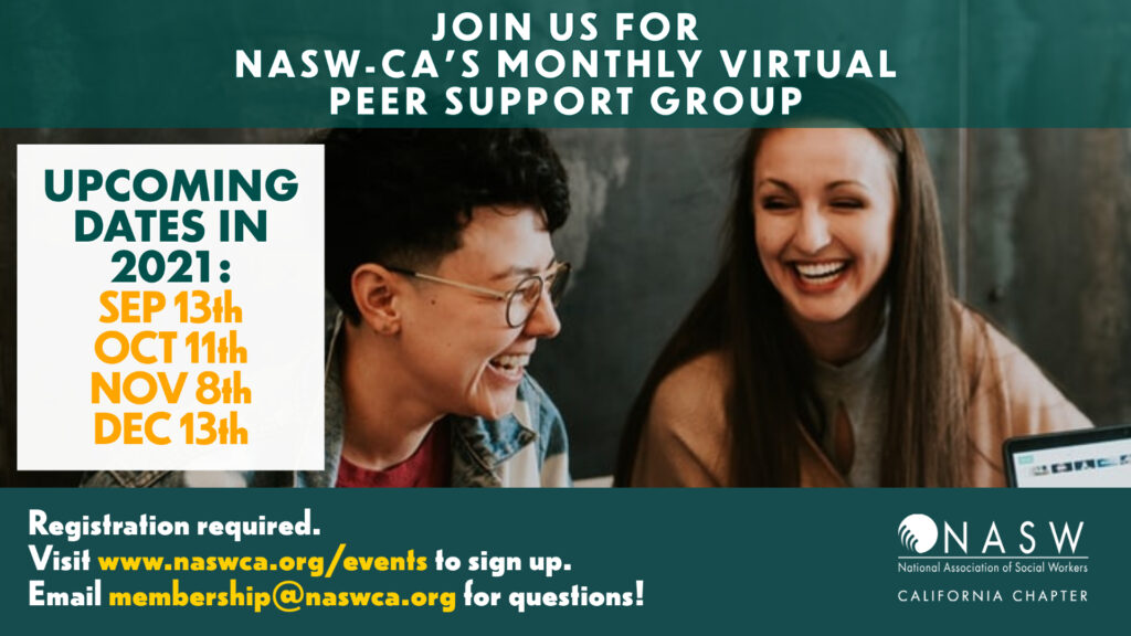 Join Us For Our Next Monthly Virtual Peer Support Group Meeting On September 13th! · NASWCANEWS.ORG