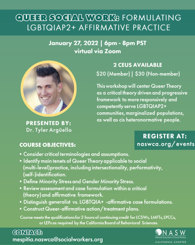 Queer Social Work: Formulating LGBTQIAP2+ Affirmative Practice (2 CEUs ...