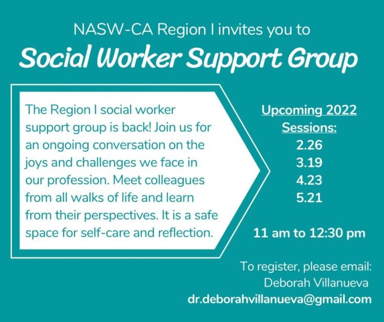 Region I Social Work Virtual Support Group on March 19 · NASWCANEWS.ORG