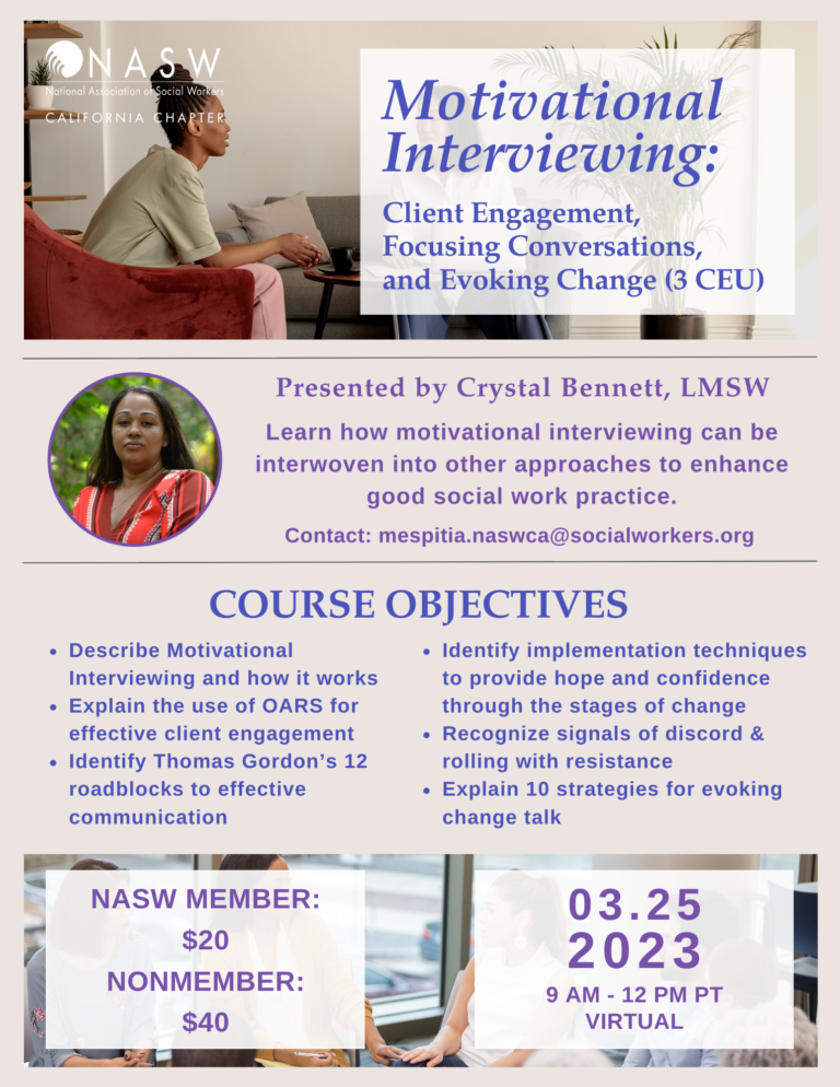 Motivational Interviewing: Client Engagement, Focusing Conversations, and Evoking Change (3 CEU ...